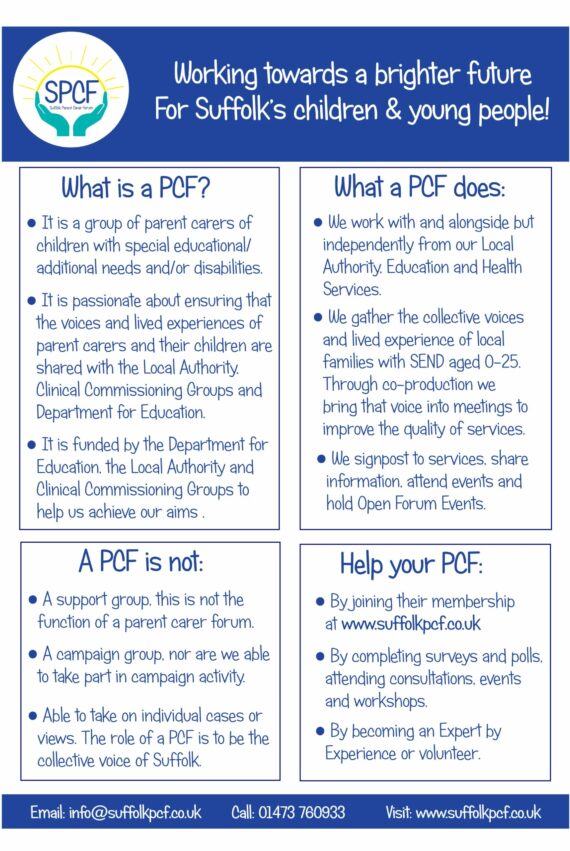 SPCF Leaflets - Suffolk Parent Carer Forum